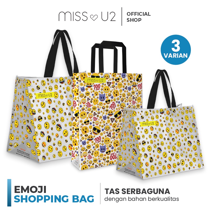Jual Shopping Bag Emoji Mood Pattern Miss U2 | Shopee Indonesia