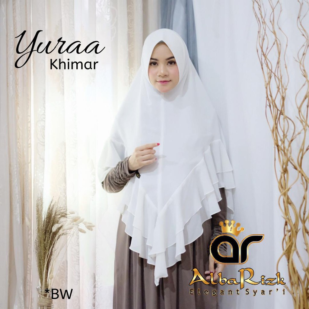 Jual KHIMAR YURAA BY ALBARIZK/kerudung panjang/jilbab dewasa/hijab/2 layer/pet antem/putih/syari ...