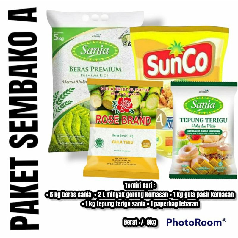 Jual paket sembako murah hampers lebaran sembako beras sania tepung terigu sania gula pasir ...