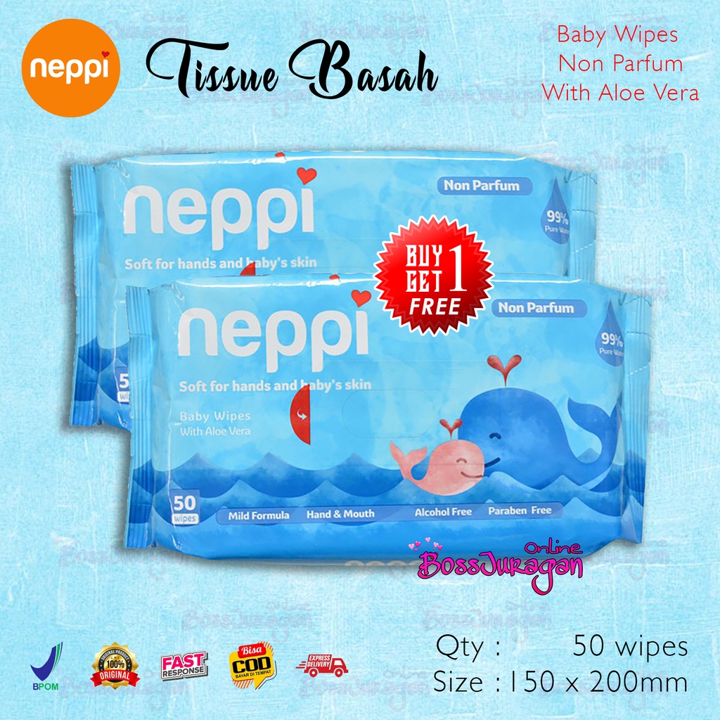 Jual (BOSS) Tissue Neppi Baby Wipes Non Parfum 50s - Buy 1 Get 1 FREE ...