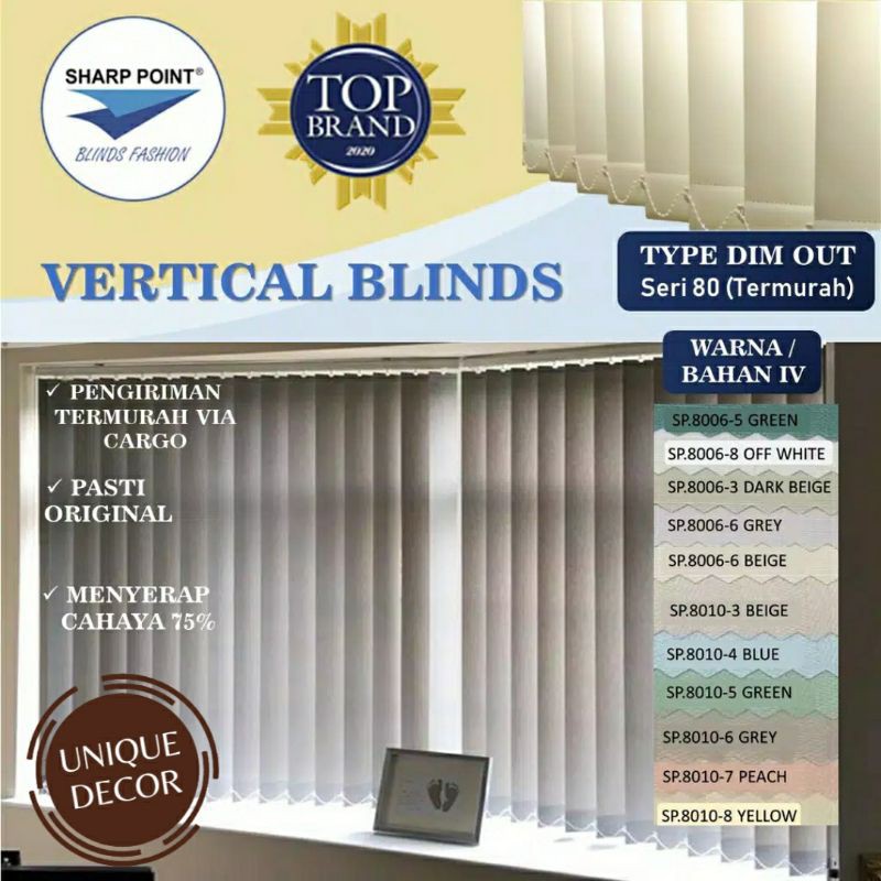 Jual GORDEN RUMAH / KANTOR / SEKOLAH MINIMALIS - VERTICAL BLINDS SHARP POINT | Shopee Indonesia