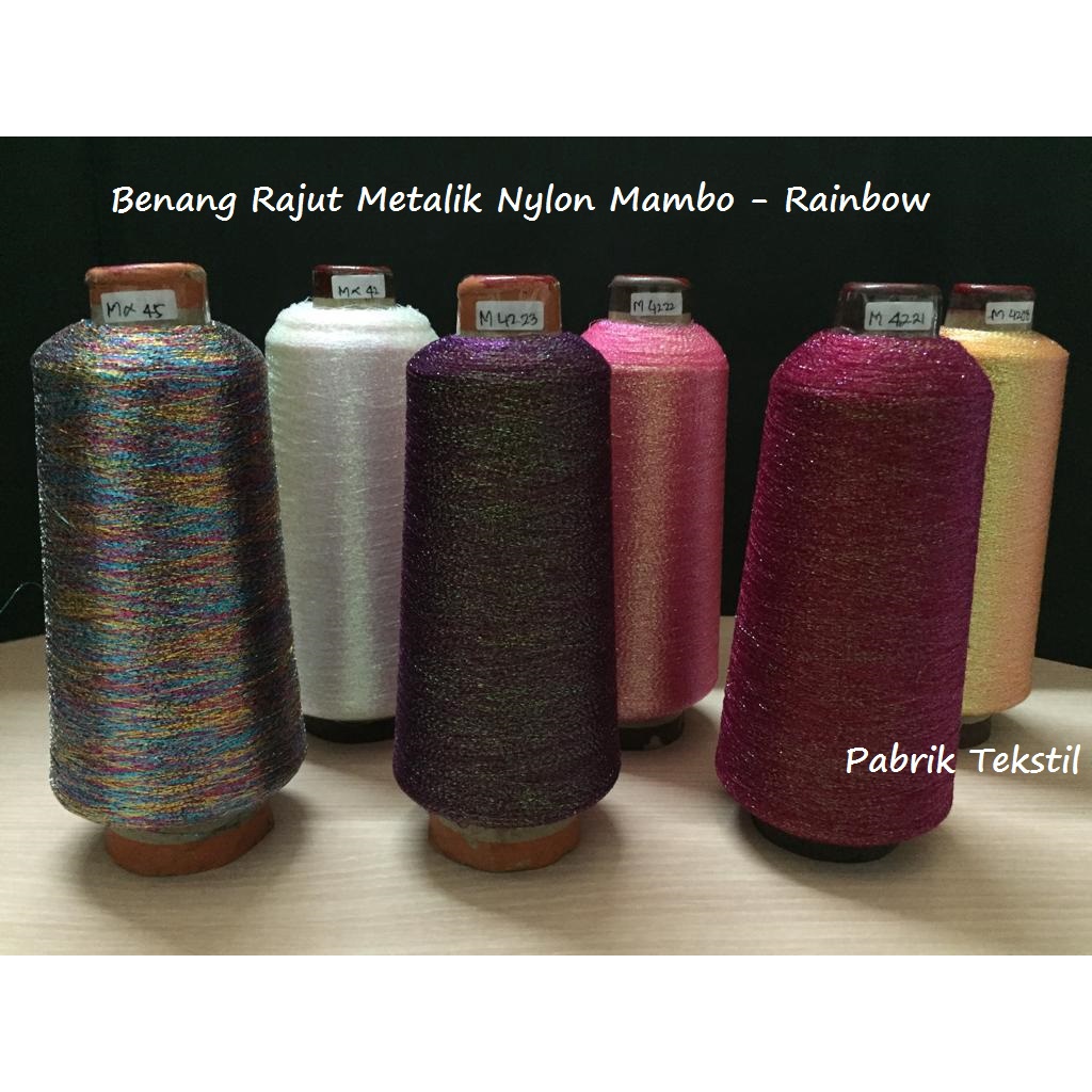 Jual Benang rajut metalik nylon/Polyester/ mambo - rainbow / benang ...