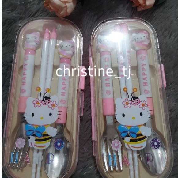 Jual 1 SET KOTAK MAKAN HELLO KITTY ( SENDOK,GARPU,SUMPIT ) | Shopee ...