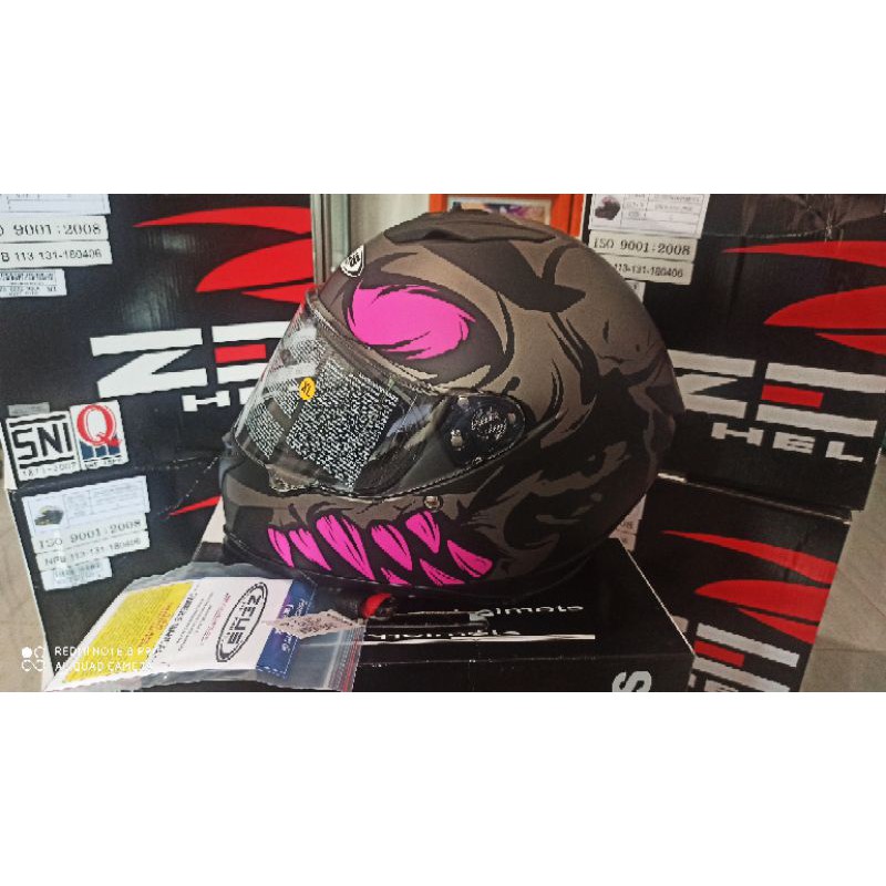 Jual Helm Zeus Zs 822b mblk Pink doff(fullface) | Shopee Indonesia