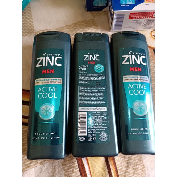 Jual Zinc Men shampoo Active cool ,cool Menthol 170ml | Shopee Indonesia