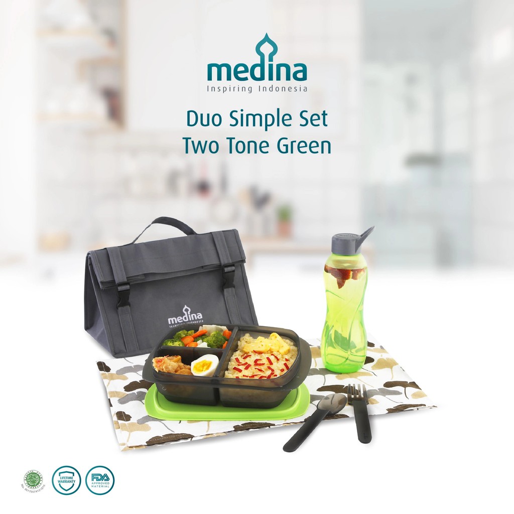 Jual Lunch Box Set Lengkap Dengan Tas Medina Duo Simple | Shopee Indonesia