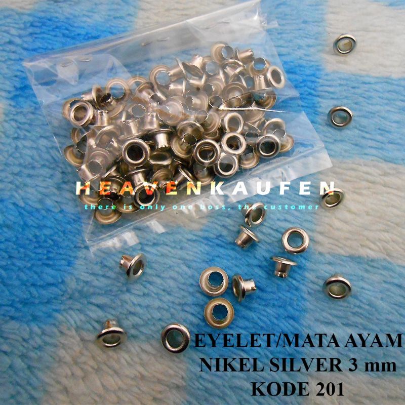 Jual Mata Ayam / Eyelet 3 mm Nikel Silver Mata itik Harga Per Pack isi 100 pcs | Shopee Indonesia