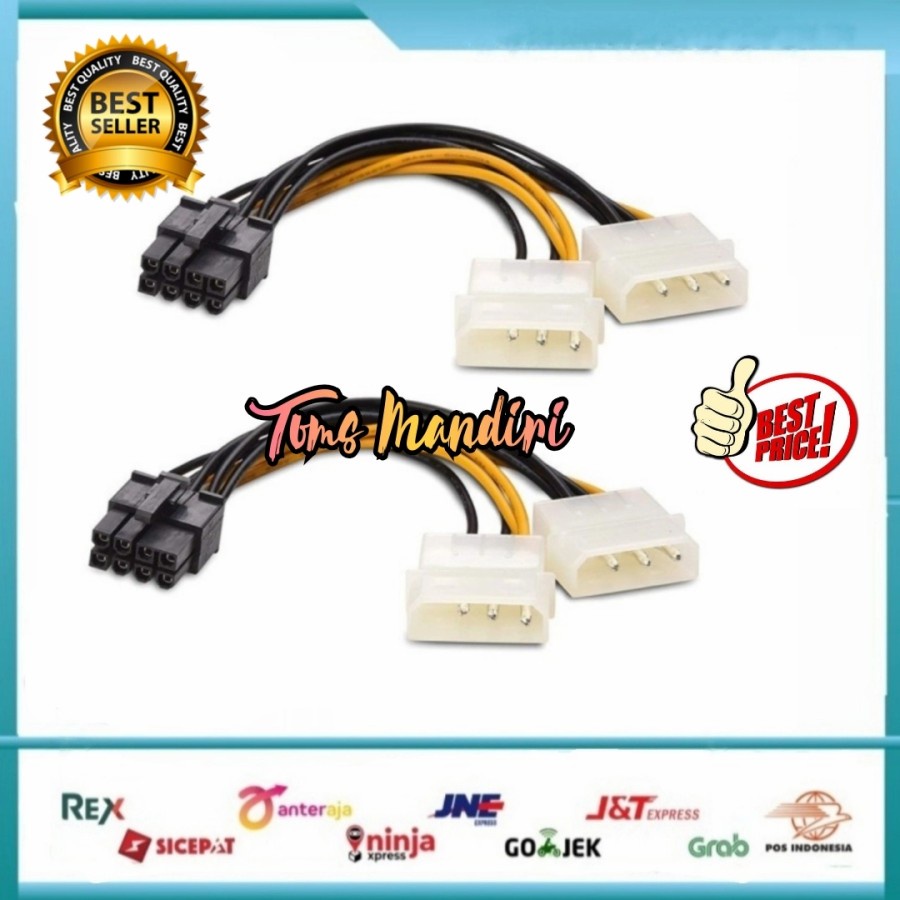 Jual Dual Molex 4 pin female to 8 pin male kabel power vga converter ...