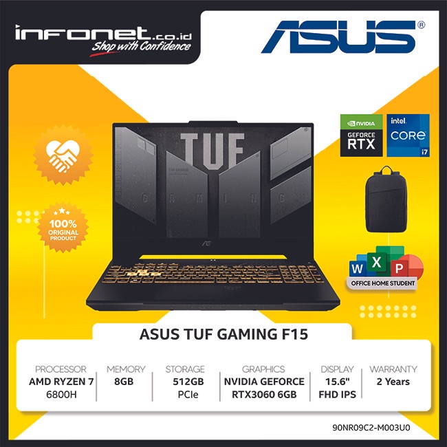 Jual ASUS TUF GAMING A15 RTX3060 6GB RYZEN 7 6800H 8GB 512GB 15.6" FHD ...