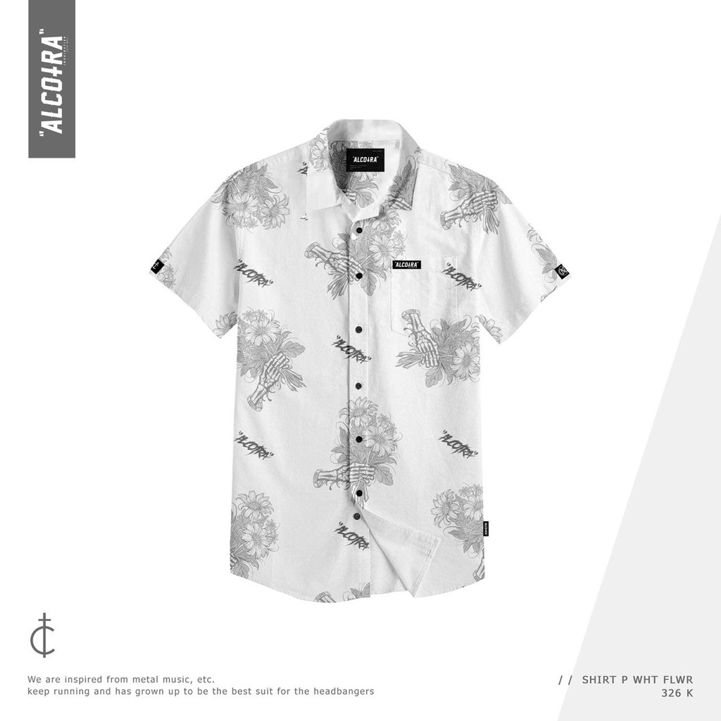 Jual SHIRT P WHT FLWR // KEMEJA PUTIH FLOWER ALCOTRA | Shopee Indonesia