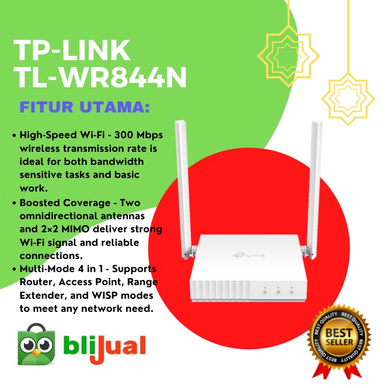 Jual TP-LINK TL-WR 844N Router TP Link Multi Mode Router Wifi 300Mbps ...