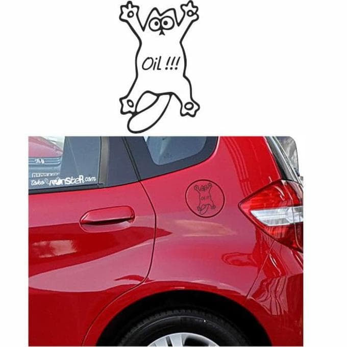 Jual stiker tangki mobil lucu cutting sticker mobil kucing OIL stiker ...