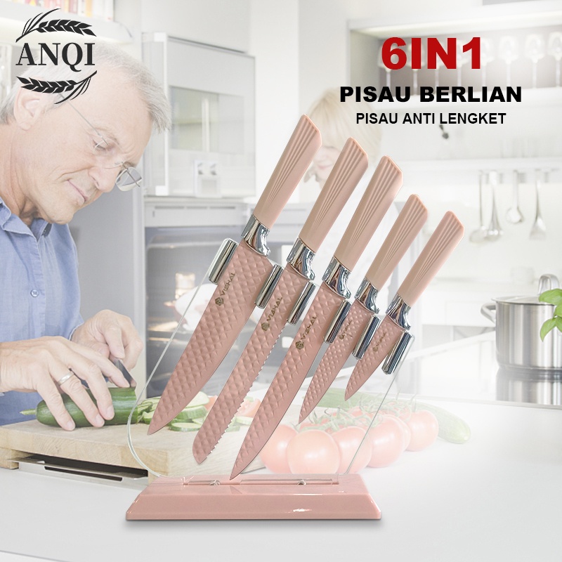 Jual ANQI 1888 Paling Tajam Cookware Diamond Knives Set + Tempat Pisau ...
