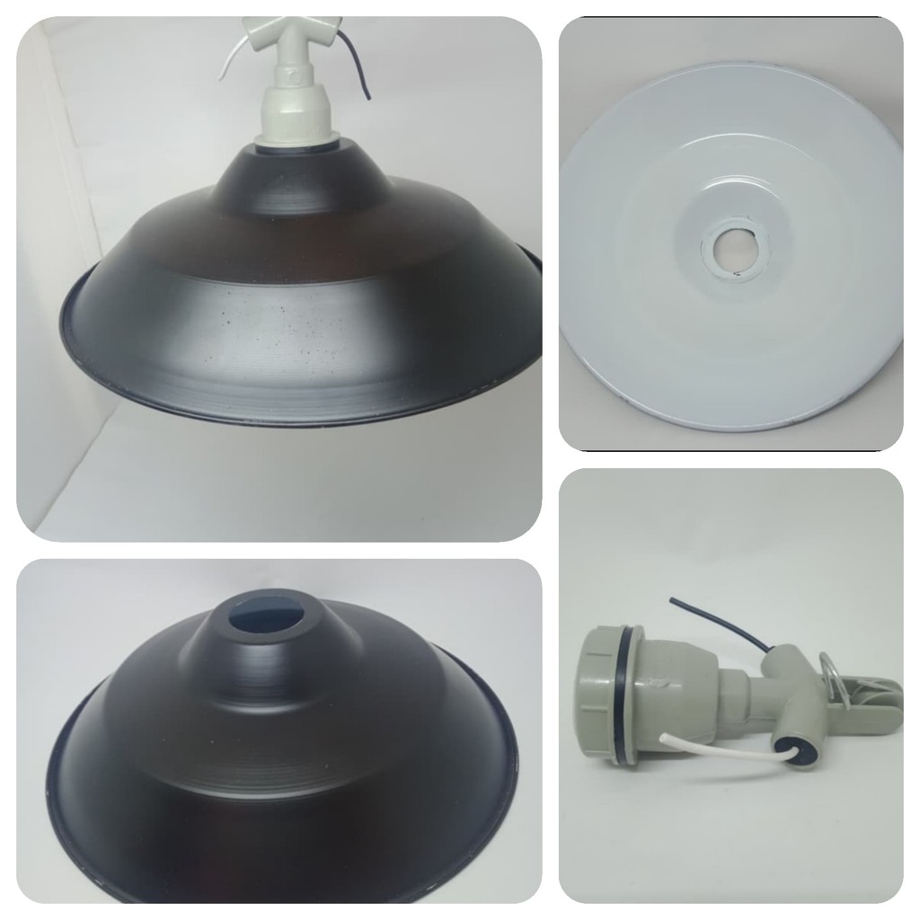 Jual Kap lampu gantung WD 30 cm 12 inc fitting E27 hitam outdoor | Shopee Indonesia