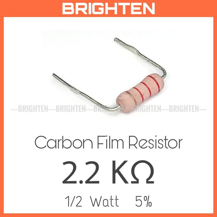 Jual Resistor 2.2 Kohm 1/2 Watt 5% 2K2 2.2Kohm Carbon Film Resistor ...