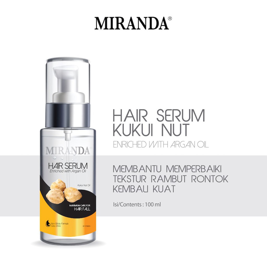 Jual Miranda Hair Serum (Serum Rambut) Kukui Nut Oil 100ml | Shopee ...