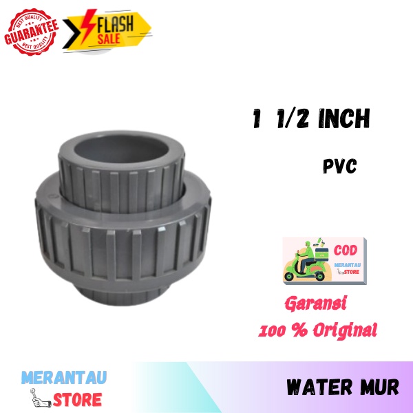 Jual Watermur PVC Union 1 1/2 Inch Sok Water Mur 1 1/2inch Polos Sambungan Pipa PVC 1 1/2 ...