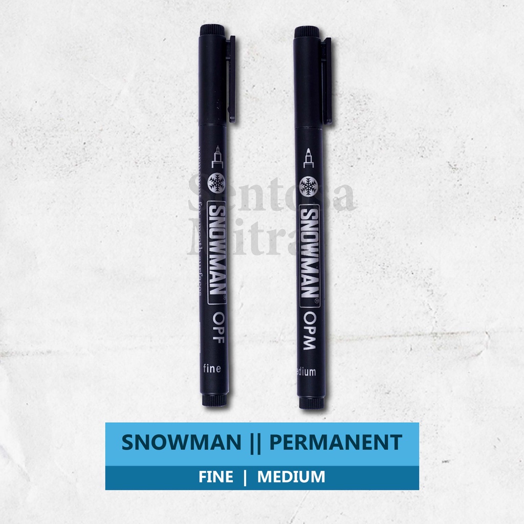 Jual Spidol Pulpen Permanent Snowman OPM Medium dan OPF Fine tinta hitam Pen bolpen tulis murah ...