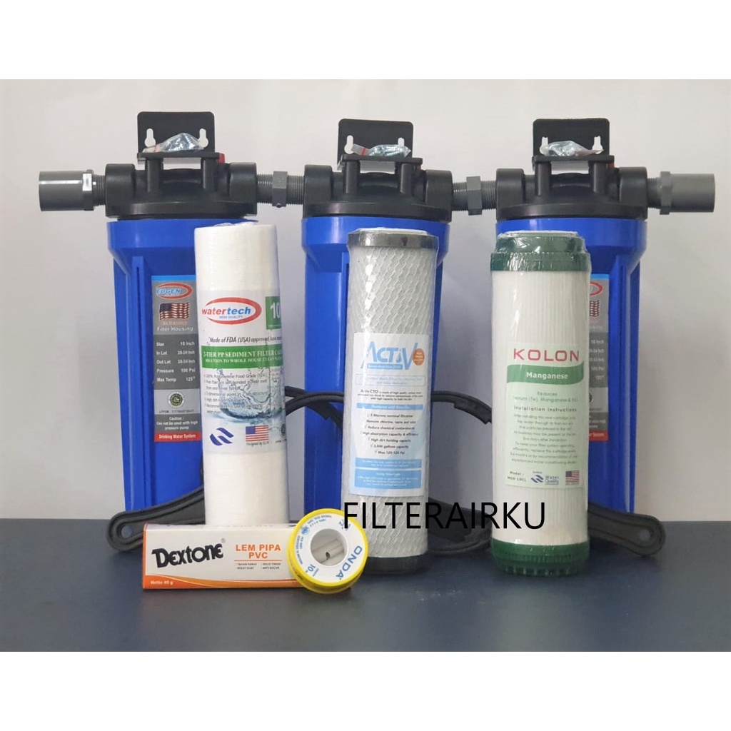 Jual Paket Filter Air Solid Blue - Sedimen + CTO + Manganese ( Besi ...