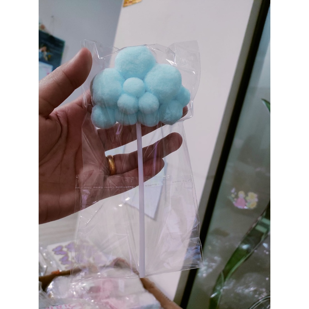 Jual cake topper awan 3D pompom / hiasan cake awan cloud pompom bola ...