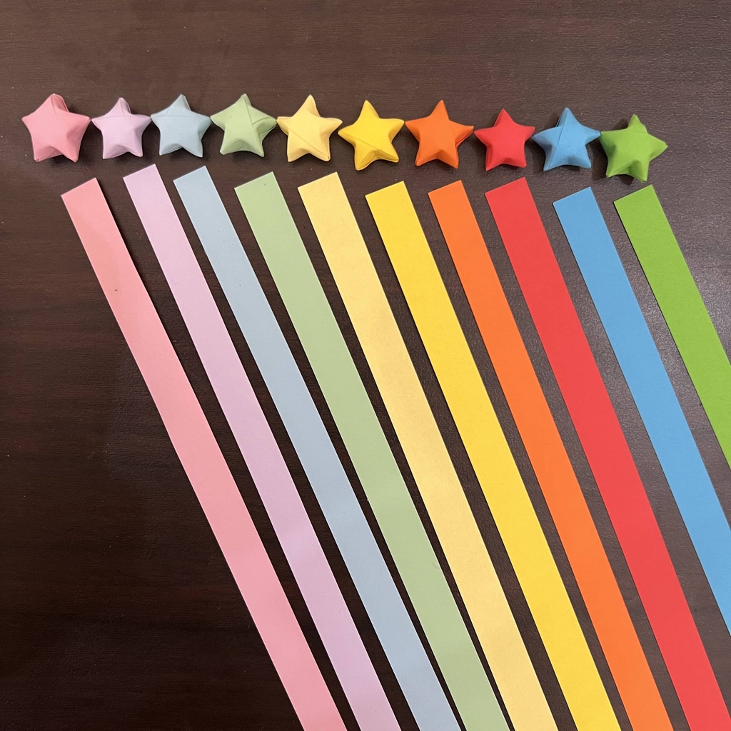 Jual Kertas Bintang Origami Star Paper Lipat Motif Warna Warni Pastel ...