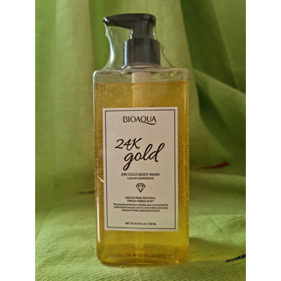 Jual Bioaqua 24K Gold Body Wash 400ml Shower Gel English Pear Freesia | Shopee Indonesia