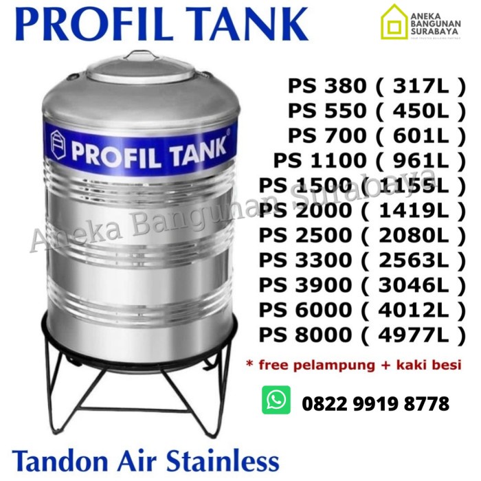 Jual Tandon air Profil tank stainless toren air berbagai ukuran ...