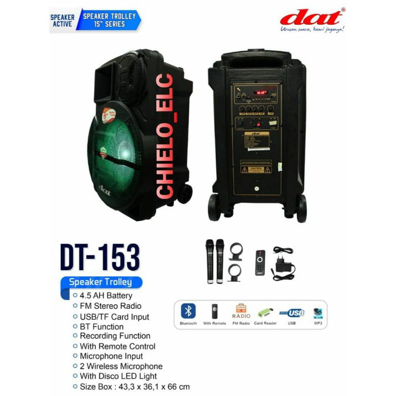 Jual SPEAKER TROLLEY DAT 153 DAT DT153 DAT DT 153 ,SPEAKER PORTABLE DAT DT 153 ORIGINAL | Shopee ...