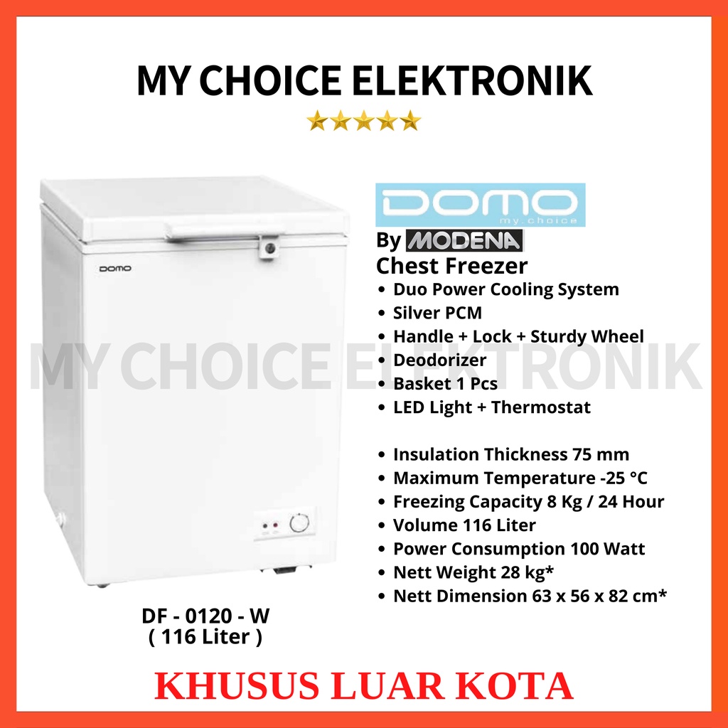 Jual DOMO by MODENA Chest Freezer DF-0120 W | Freezer Box DF 0120W [KHUSUS LUAR KOTA] | Shopee ...