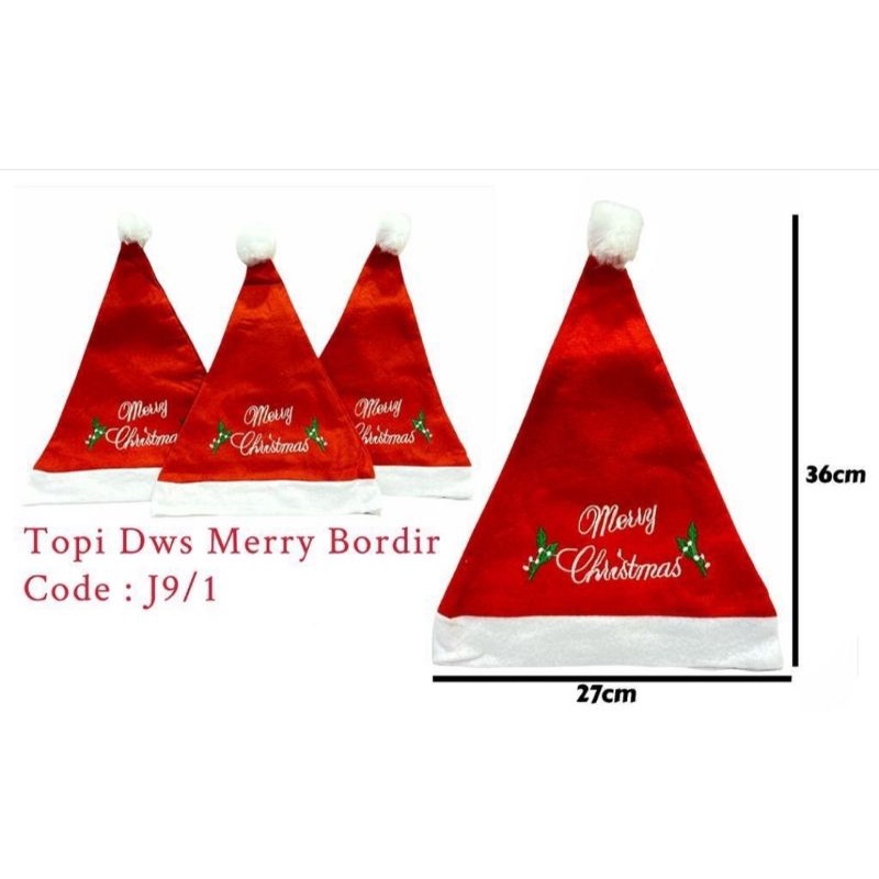 Jual Topi Santa Merry Christmas Bordir Dewasa 27cm J9/1 - Topi Santa ...