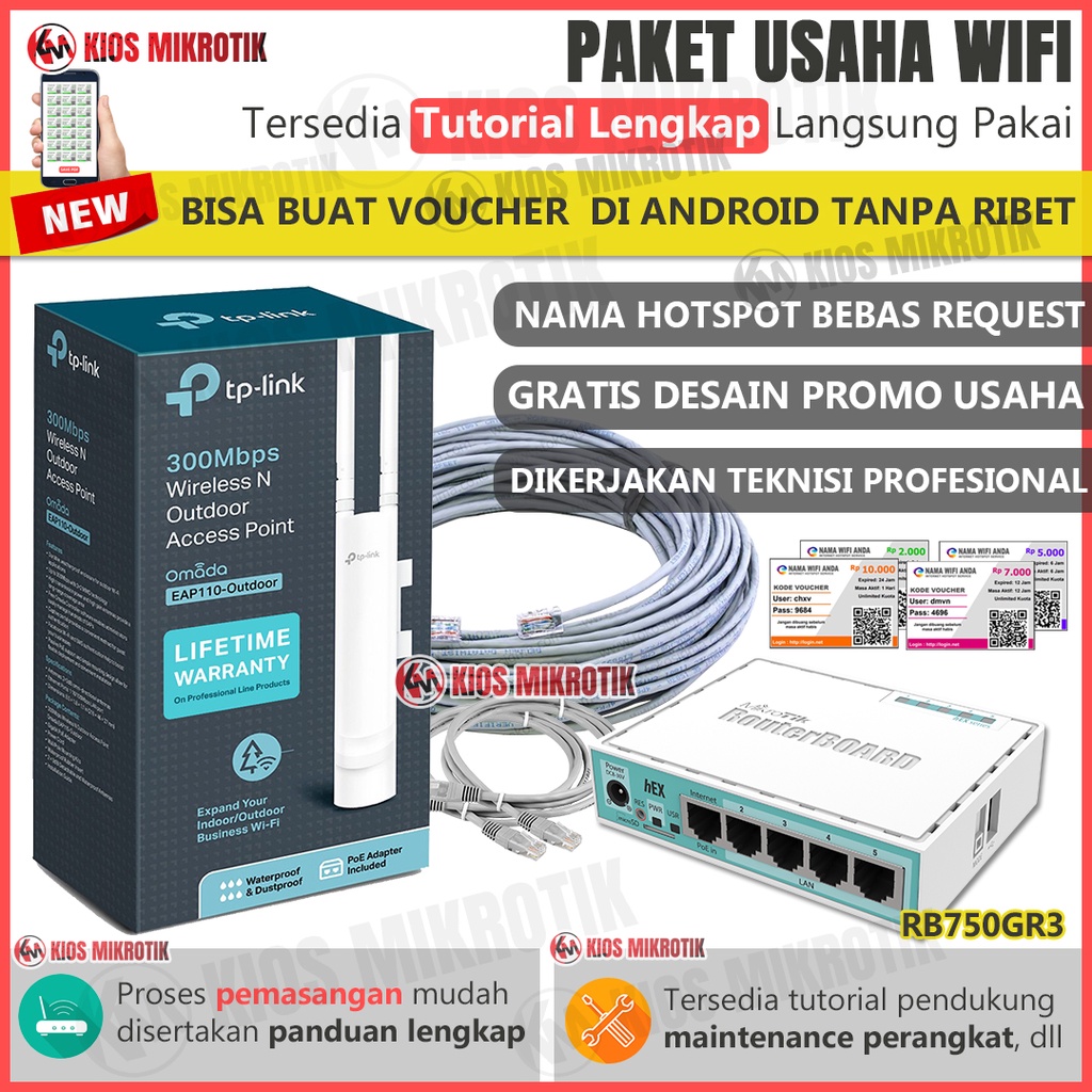 Jual Paket Alat Usaha Wifi Sistem Voucher RT RW NET Siap Pakai ...