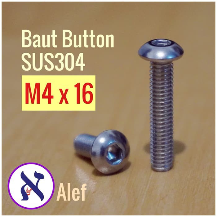 Jual 10Pcs Baut Button L M4 x 16 kepala payung sus304 stainless bolt 4 x 16 | Shopee Indonesia