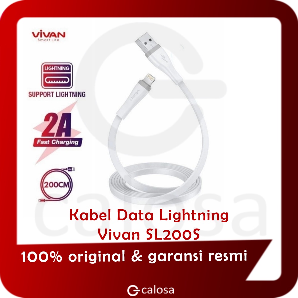 Jual Kabel Data Lightning Vivan SL200S 2M 2 Meter 200cm iPhone Charge ...