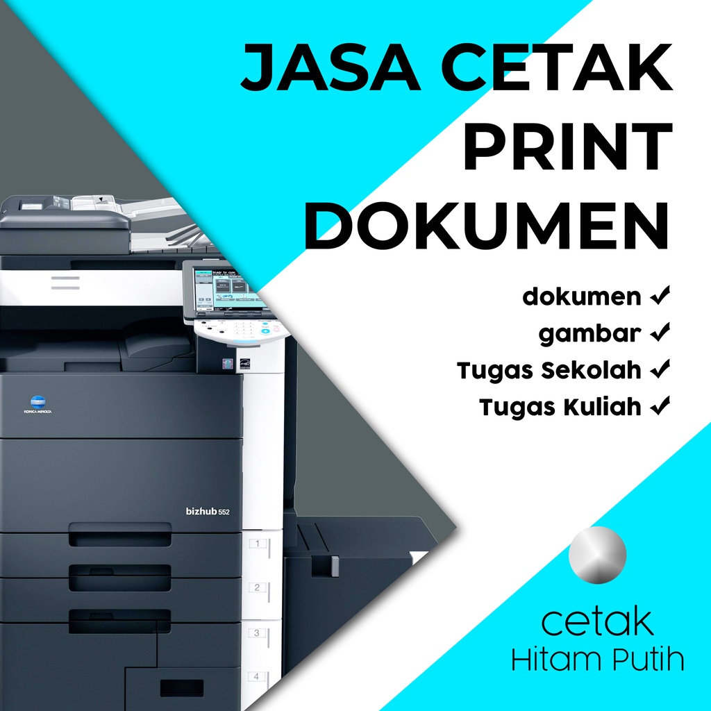 Jual Jasa cetak dokumen, Print Dokumen Online Hvs 75 GSM Hitam Putih 1 ...