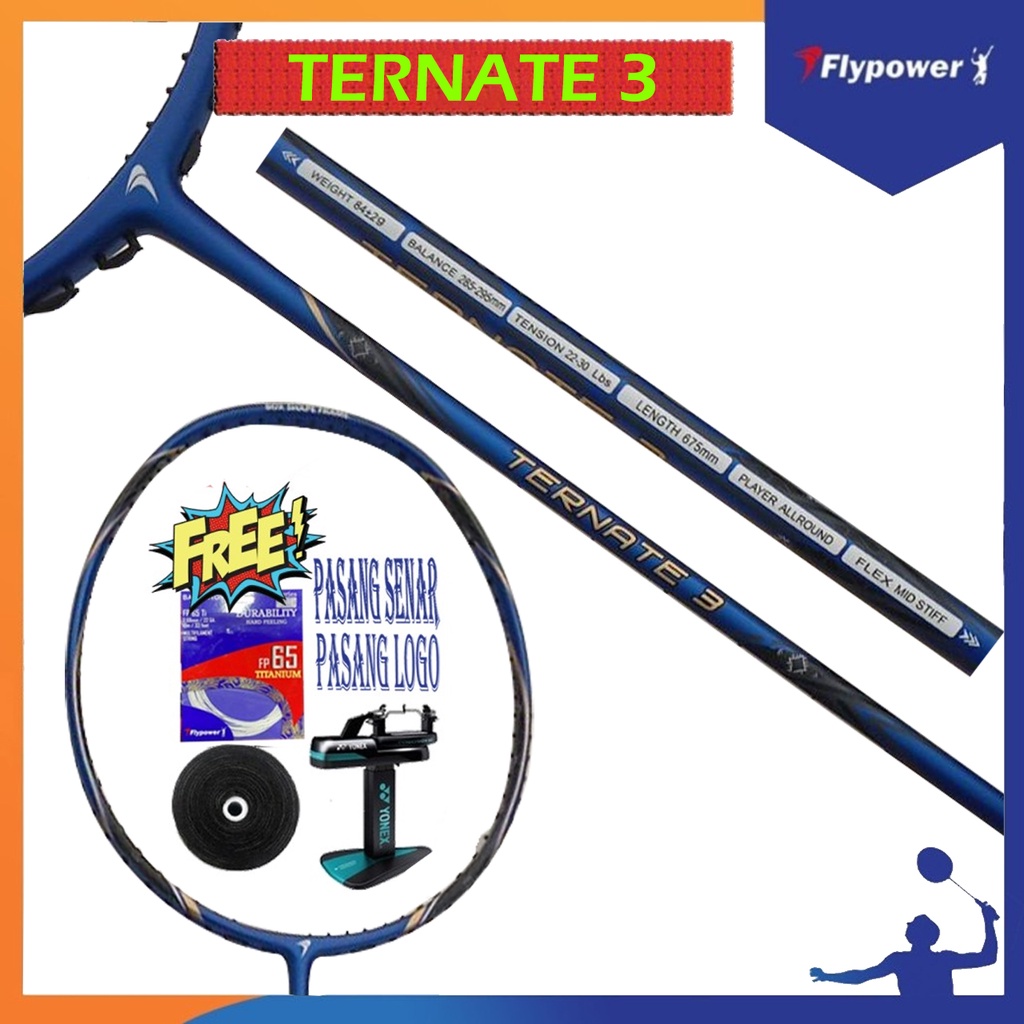 Jual FLYPOWER TERNATE 3 RAKET BADMINTON ORIGINAL | Shopee Indonesia