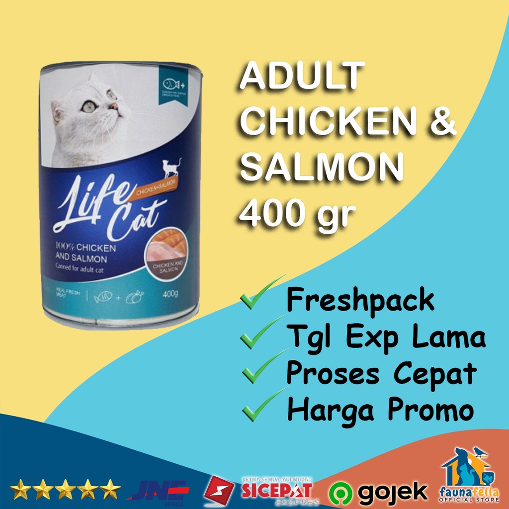 Jual Makanan Kucing LIFE CAT Kaleng Chicken & Salmon Adult 400 gr ...