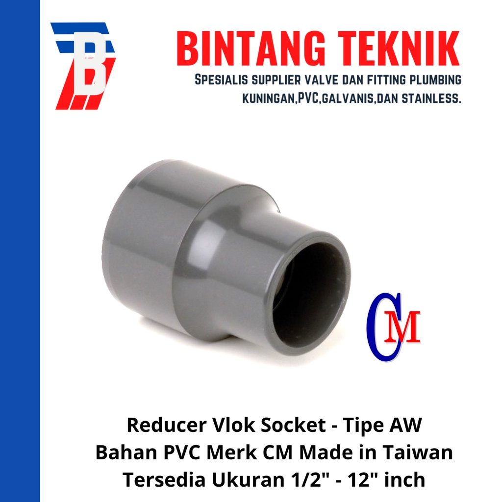 Jual Reducer Sok / Vlok Sok 1 1/2" x 3/4" PVC AW Merk CM Taiwan ...