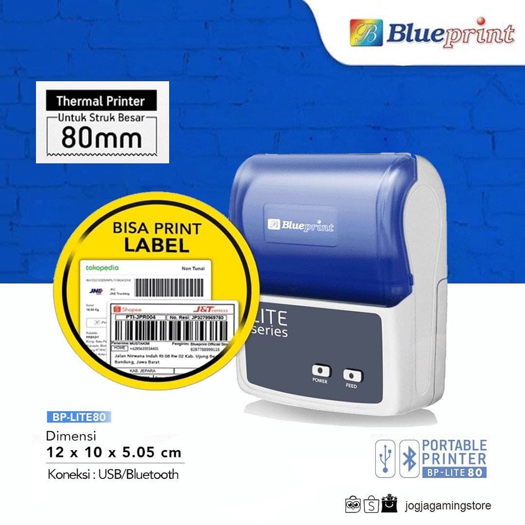 Jual Portable Printer Thermal Label 80 BLUEPRINT BP-LITE 80 USB Plus ...