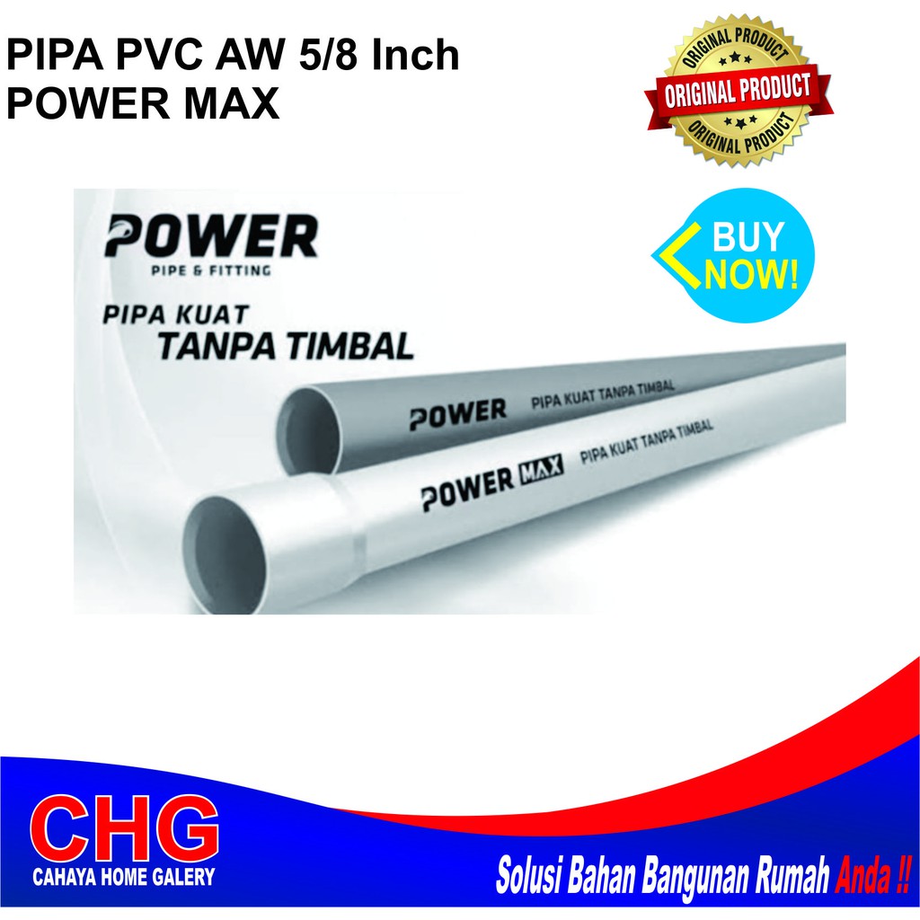Jual PIPA PVC POWER AW 5/8 Inch PUTIH NON TIMBAL PER METER PIPA CONDUIT PIPA KABEL | Shopee ...