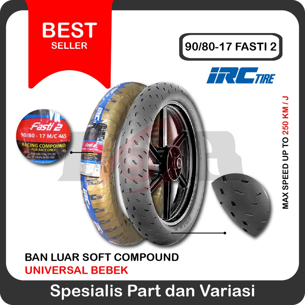 Jual IRC 90/80-17 Fasti 2 Soft Compound Racing Ban Luar Motor Bebek ...