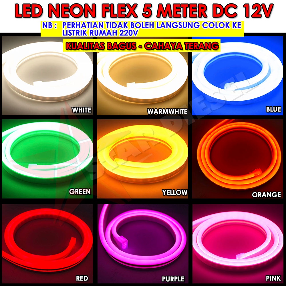 Jual LED NEON FLEXIBLE BAGUS DC 12V 5 METER LED SELANG NEON FLEX ...
