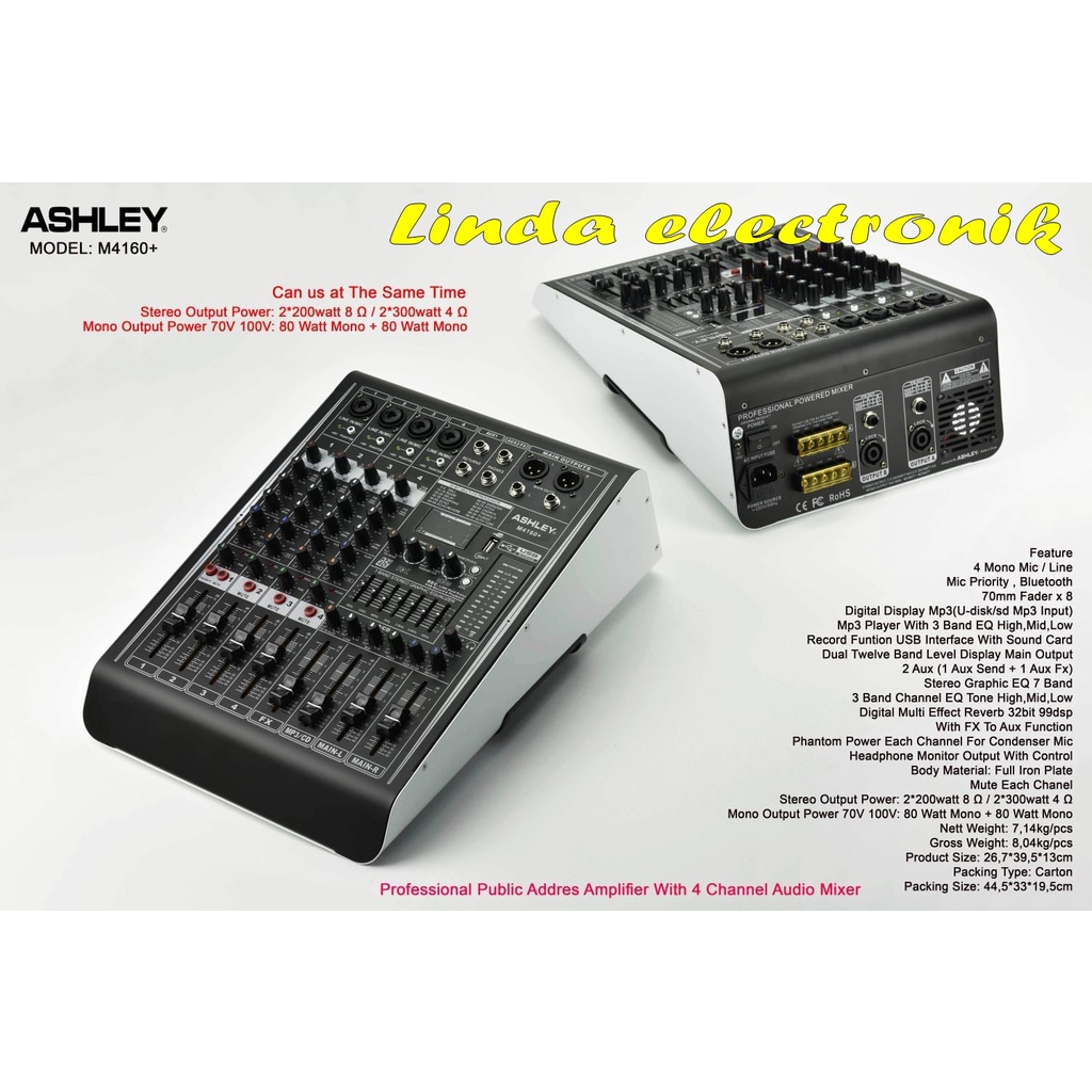 Jual Power Mixer Ashley M4160+ Original 4 Channel Ashley M4160 + | Shopee Indonesia