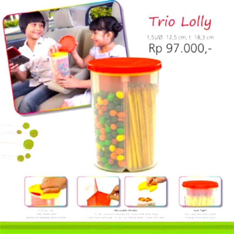 Jual tupperware trio lolly - wadah snack - wadah permen -toples biskuit ...