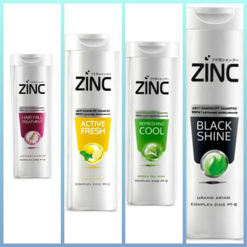 Jual ZINC Shampoo Black Shine / Refreshing Cool / Active Fresh ...