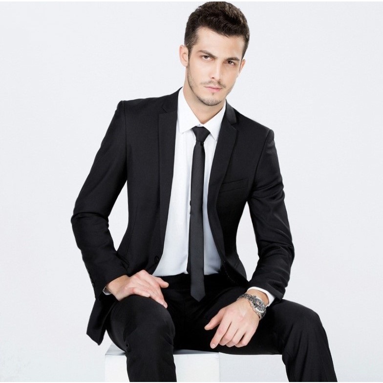 Jual SETELAN JAS HITAM FORMAL PRIA SLIMFIT PAKET LENGKAP 4IN1 HIGH ...