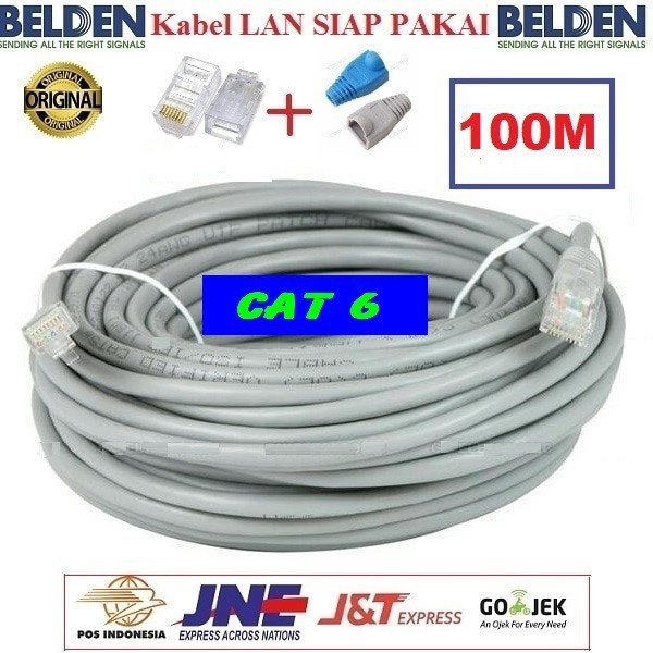 Jual Kabel Lan Belden Cat 6 USA 100 meter Siap Pakai/100M / 100meter UTP | Shopee Indonesia