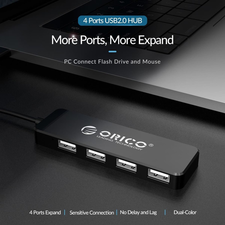 Jual Usb hub 2.0 orico 4 port slim 30cm fl01 - Terminal usb2.0 4 port ...