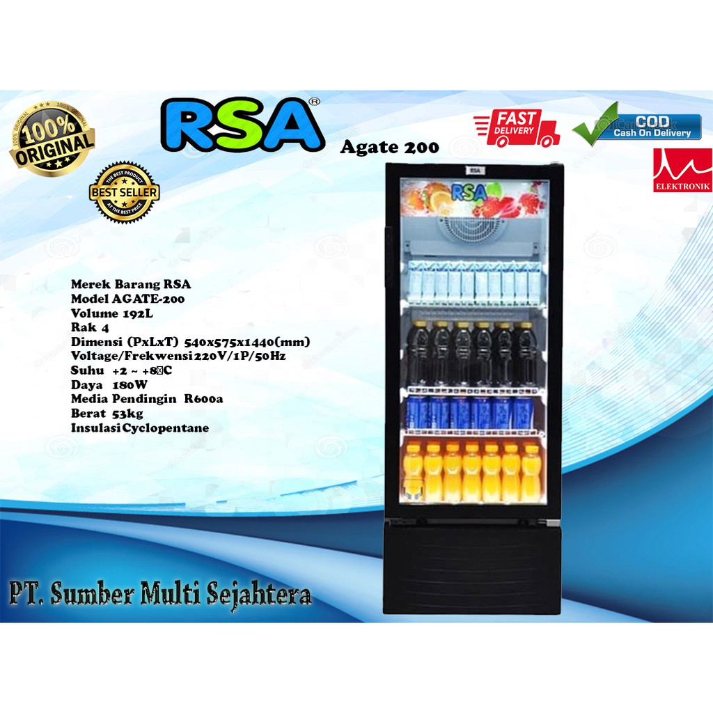 Jual SHOWCASE RSA AGATE-200/ DISPLAY COOLER - 3 Rak / RSA Ruby 200 | Shopee Indonesia