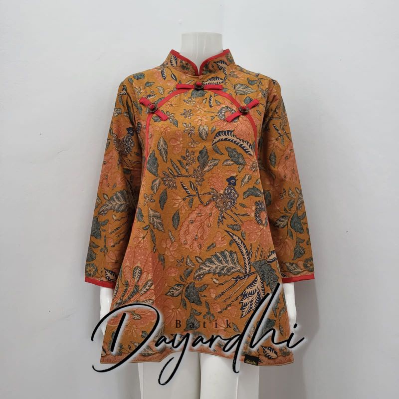 Jual baju batik wanita blus batik tiga negeri merah hijau kuning hitam ...