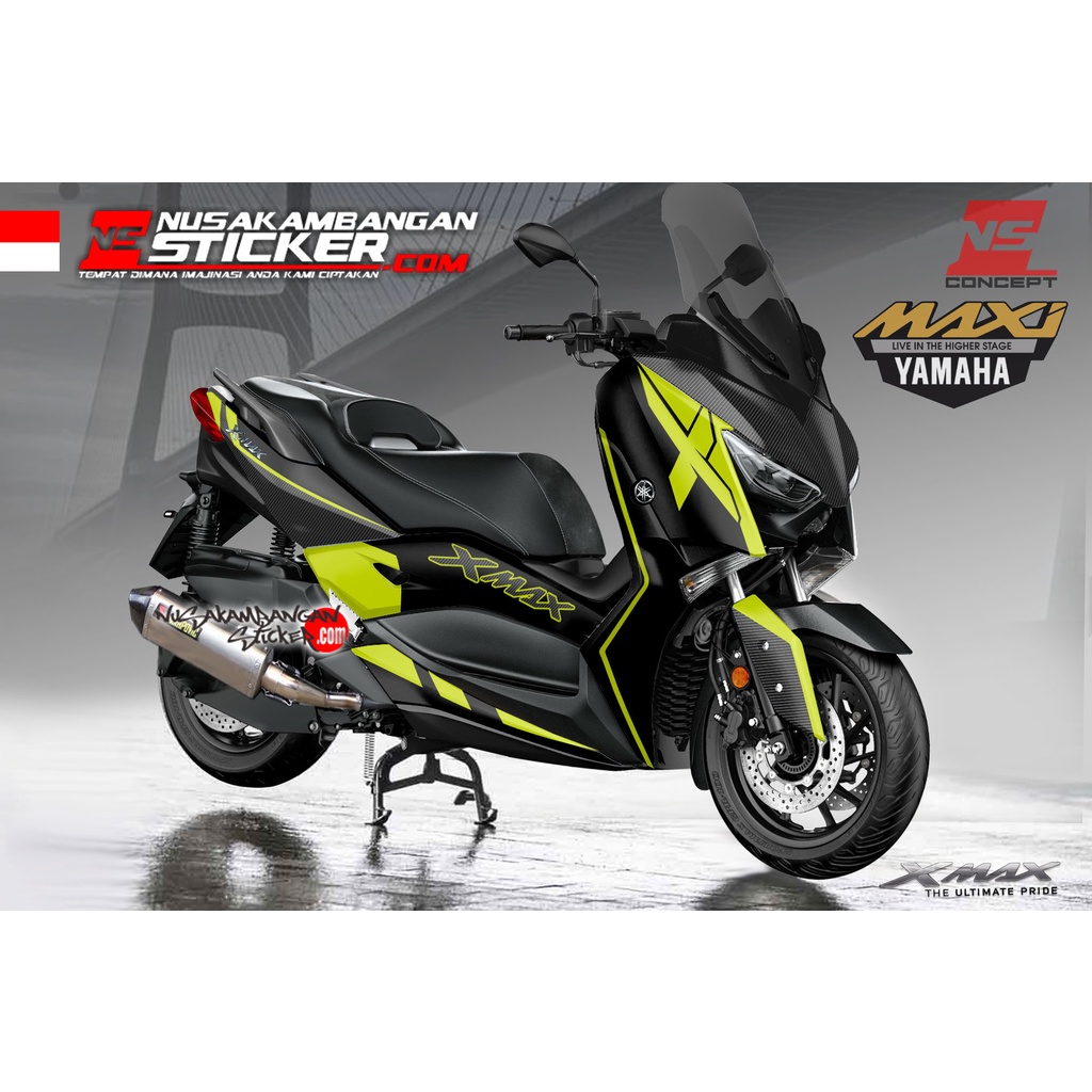 Jual Stiker Decal Motor Yamaha Xmax Full Body Hitam Kuning Grafis ...
